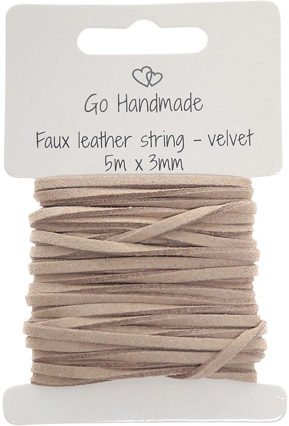Go Handmade Velvet Koord 5 m x 3 mm 55 Beige | Wolplein.nl
