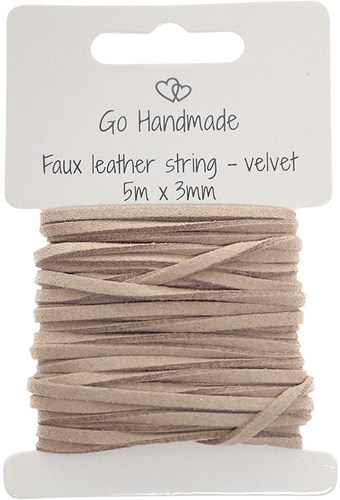 Go Handmade Velvet Koord 5 m x 3 mm 55 Beige | Wolplein.nl