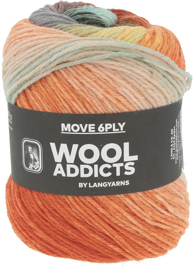 Lang Yarns Move 6-Fach 0009 Turkoois/Oranje/Geel | Wolplein.nl