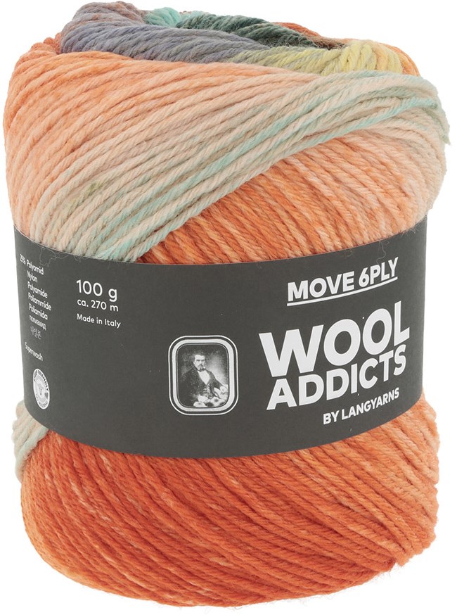 Lang Yarns Move 6-Fach 0009 Turkoois/Oranje/Geel | Wolplein.nl