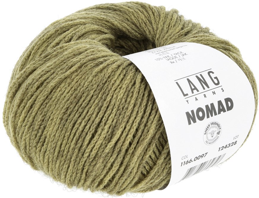 Lang Yarns Nomad 0097 Olijfgroen | Yakwol garen met karakter