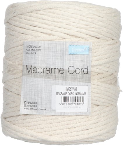 Trimits Macramé Cord Cotton 140m x 4mm 06 Naturel (1,0 kg) | Katoenen ...