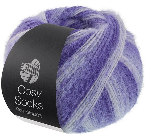 Lana Grossa Cosy Socks Soft Stripes 101 Blauwviolet/Violetblauw ...